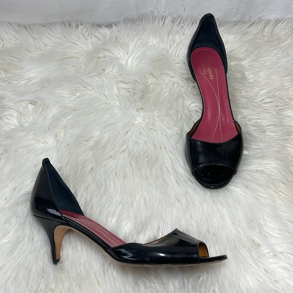 kate spade | Shoes | Kate Spade New York Black Patent Dorsay Kitten Heels Sz 9 | Poshmark